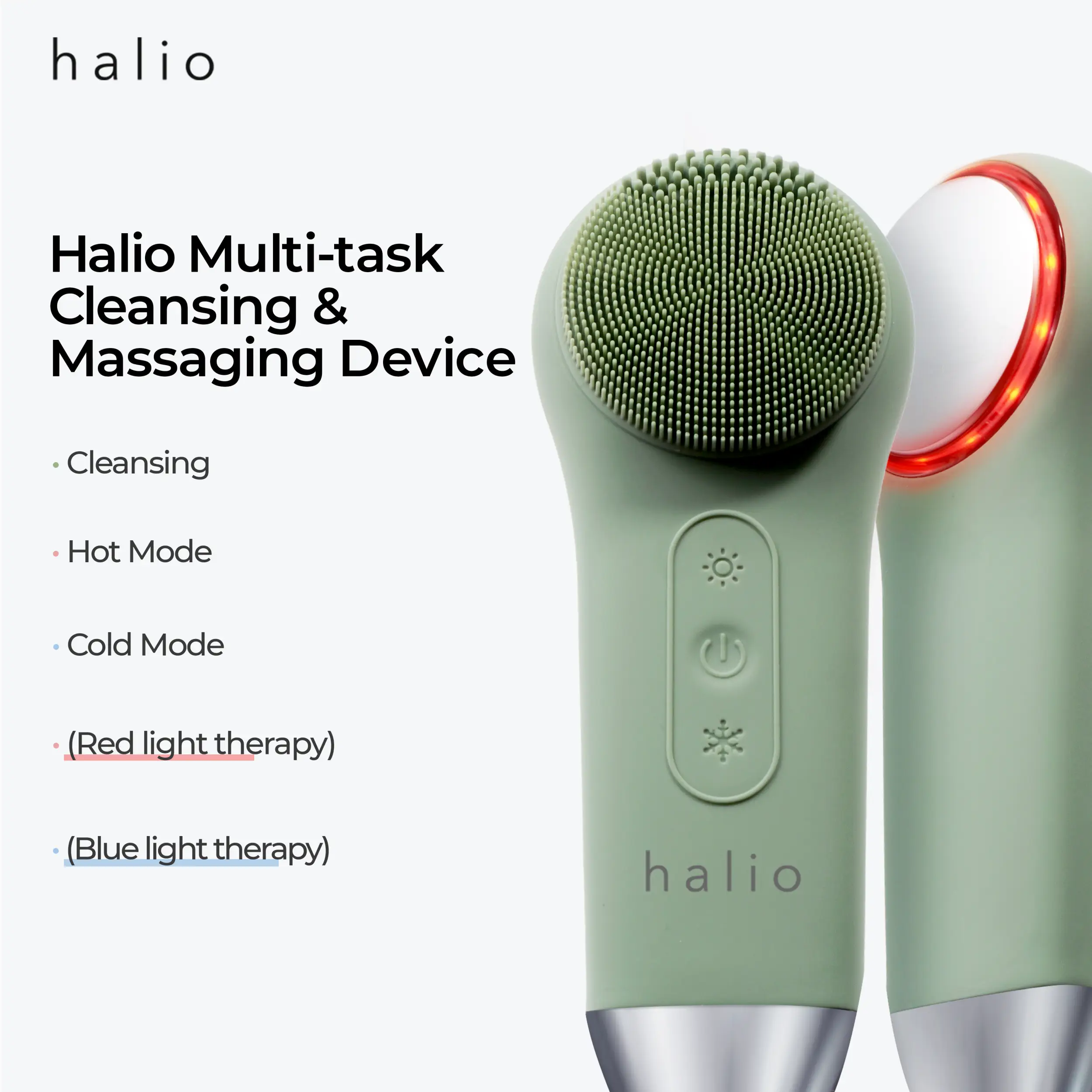 Halio Multi-task Cleansing & Massaging Device with Red & Blue Light – Halio Sonic